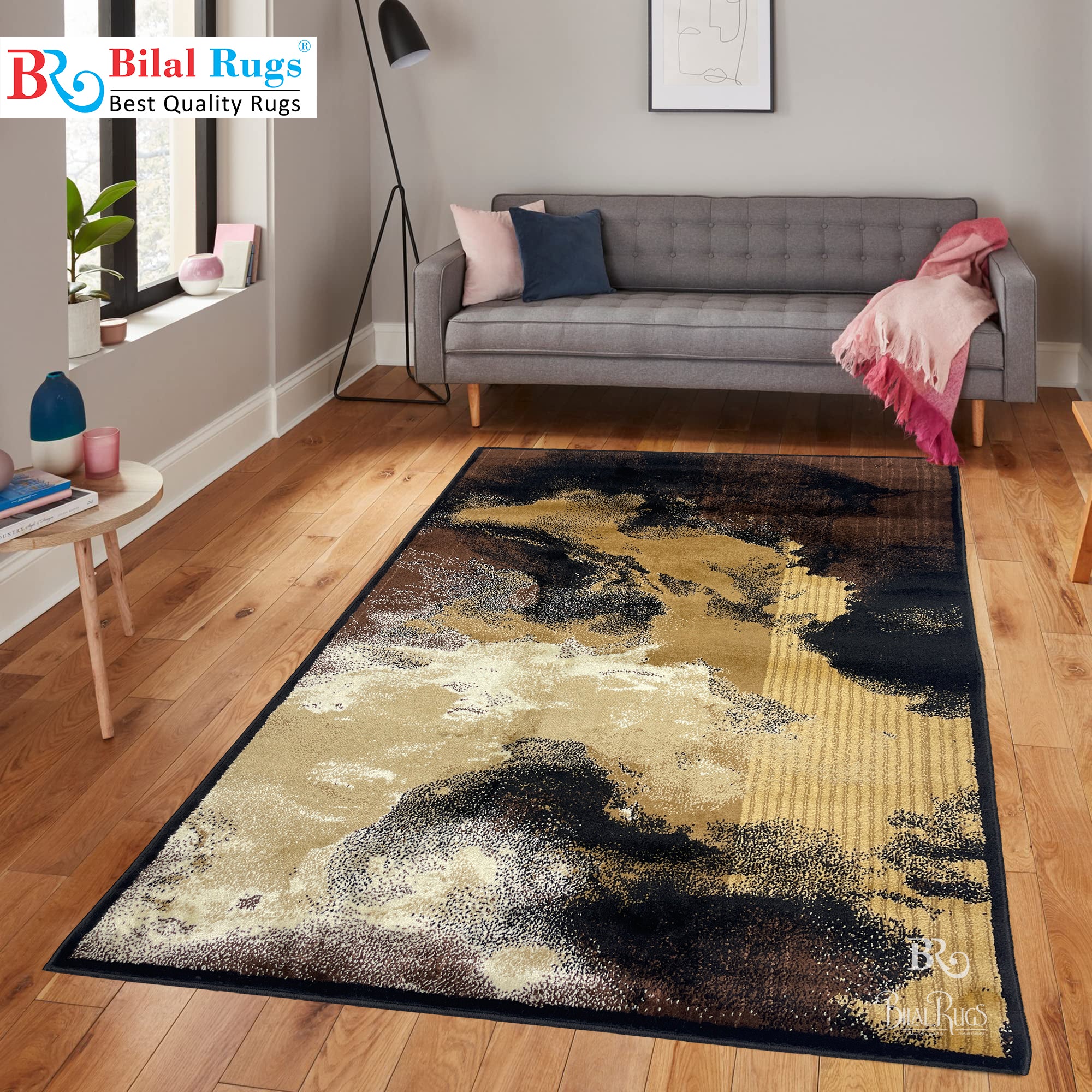 Modern Polypropylene Rug,back woven(Article-655-Black) – Bilal Rugs